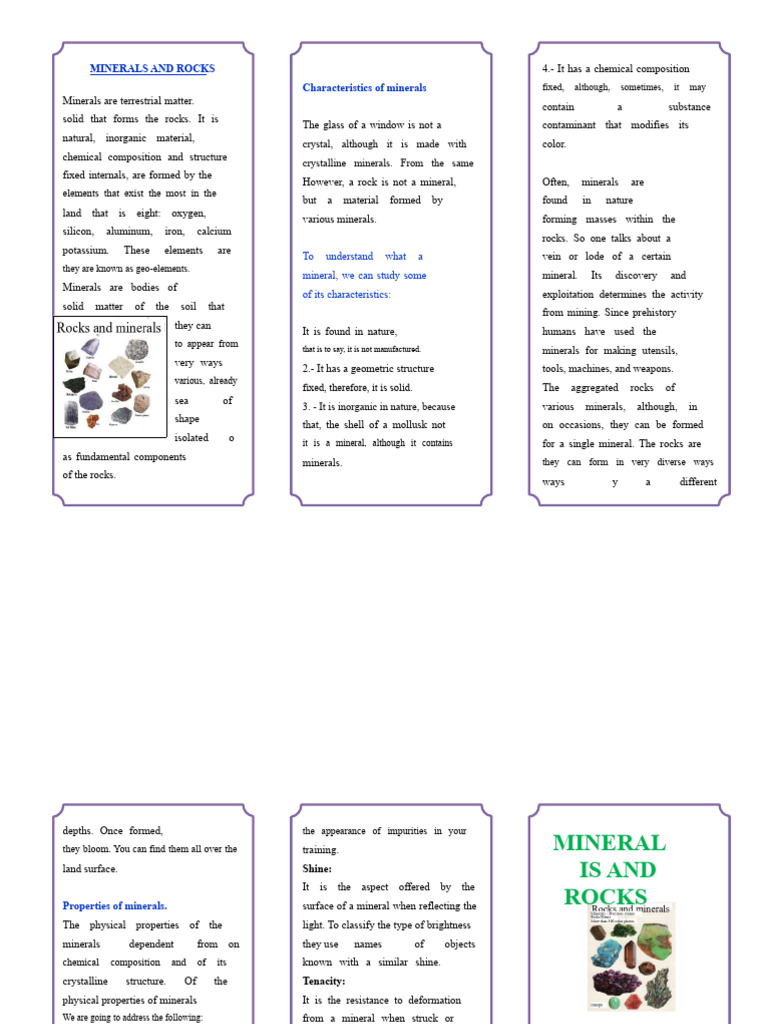 brochure minerals and rocks and mining centers | PDF | Minerals | Mining