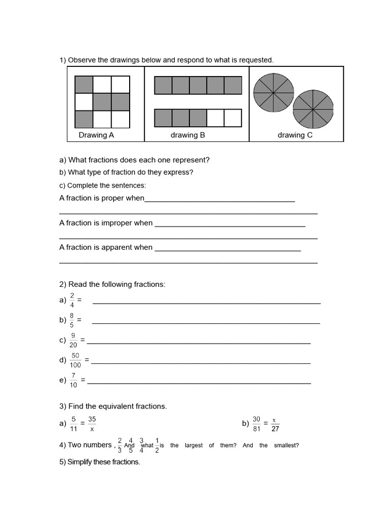 Exercises Fractions 6th Grade | PDF | Mathematical Concepts ...
