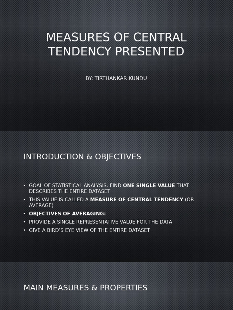Measures of Central Tendency Presented by | PDF
