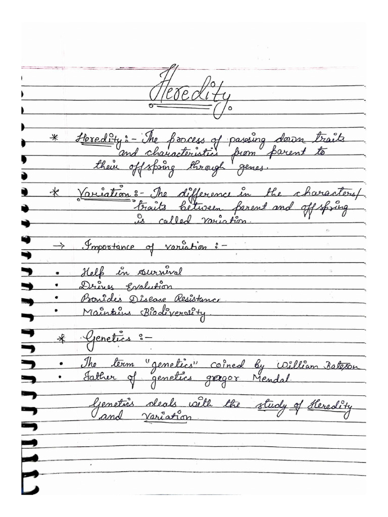 Heredity Notes Class 10 Biology | PDF