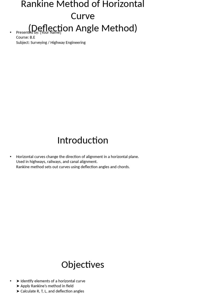 Rankine Method for Horizontal Curves | PDF | Angle | Surveying
