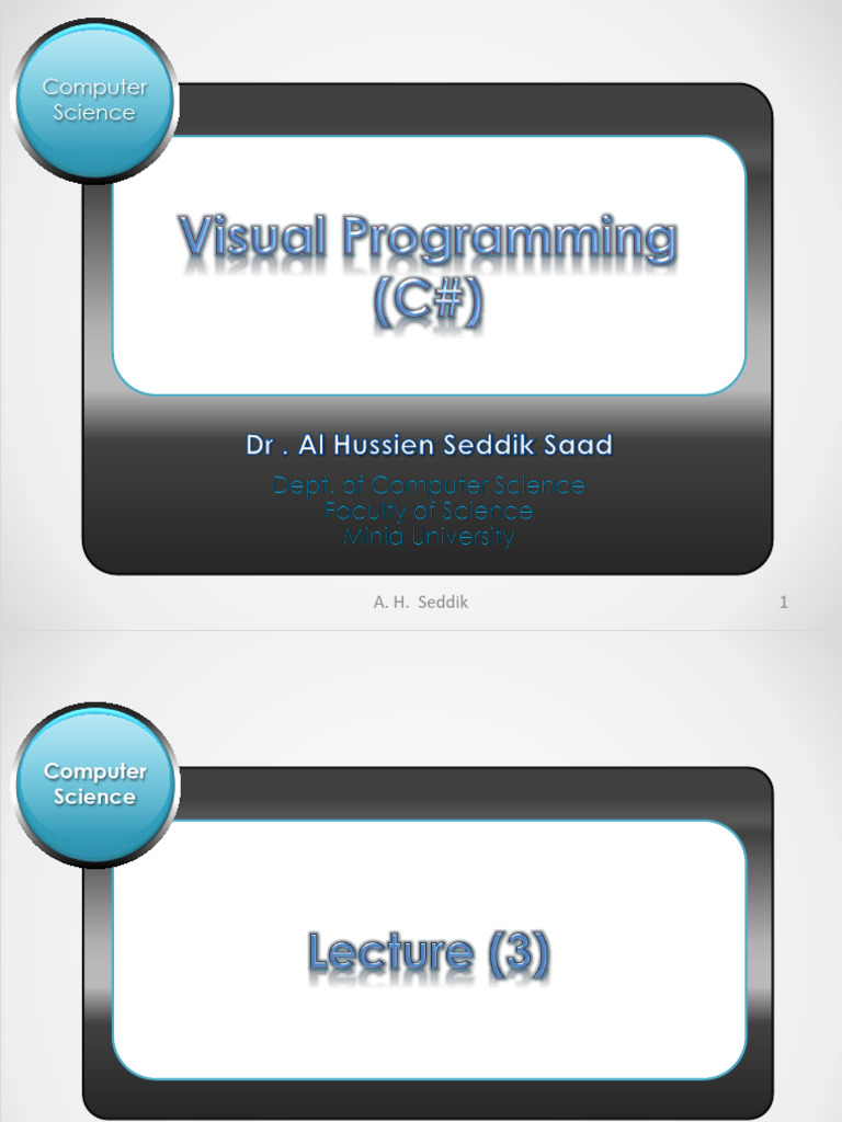 Lecture (3).Ppt | PDF | Button (Computing) | C Sharp (Programming Language)