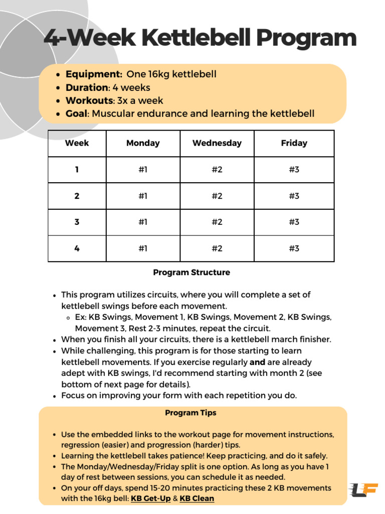 4 Week Kettlebell Program | PDF | Kettlebell | Physical Fitness