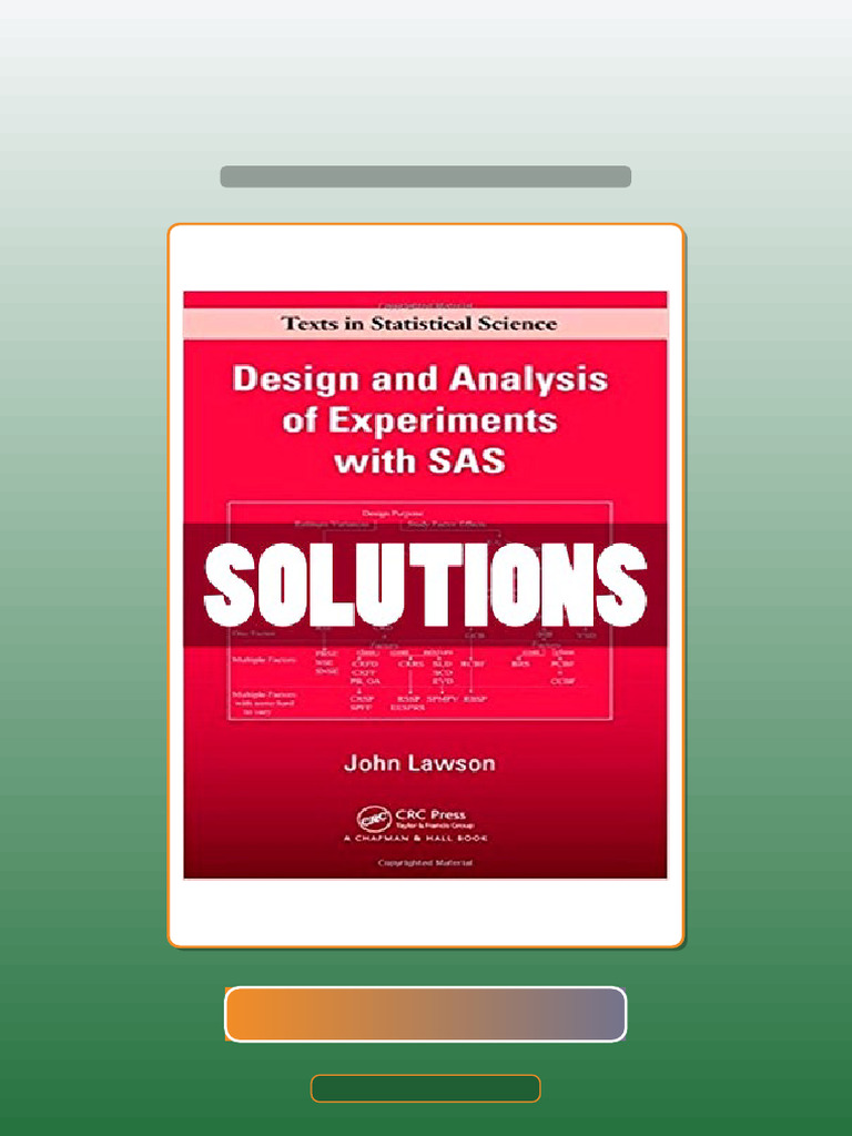 Design and Analysis of Experiments With SAS 1 Ed Lawson eBook and ...