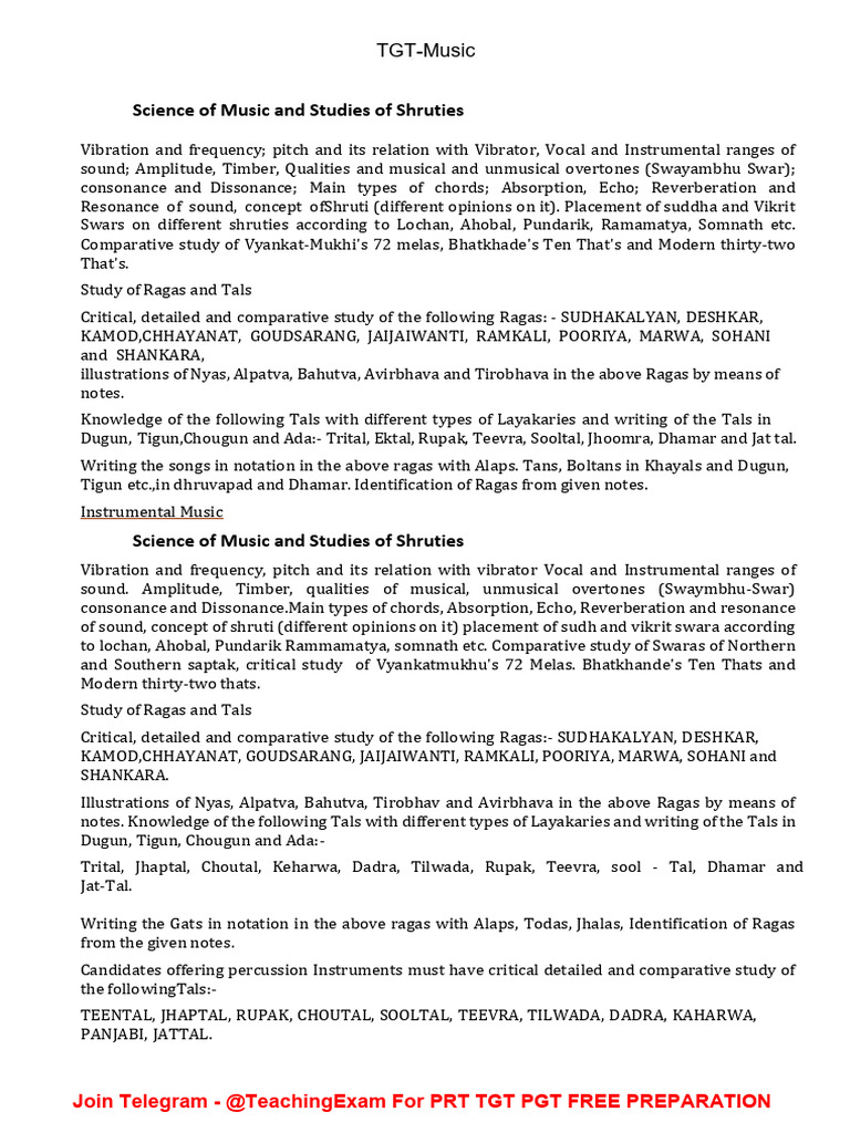 Comprehensive Music Teacher Syllabus | PDF | Classical And Art Music ...