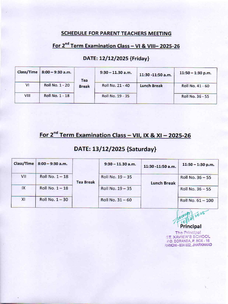 Schedule for PTM VI IX XI 12 13 Dec. 2025 | PDF