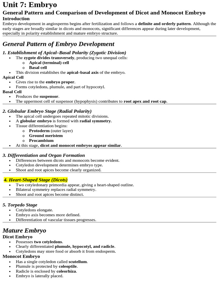 Unit 7 | PDF | Embryo | Seed