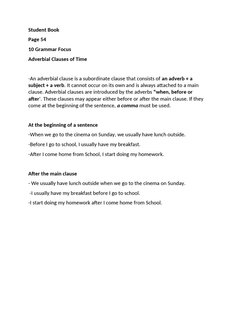 Adverbial Clauses of Time Explained | PDF