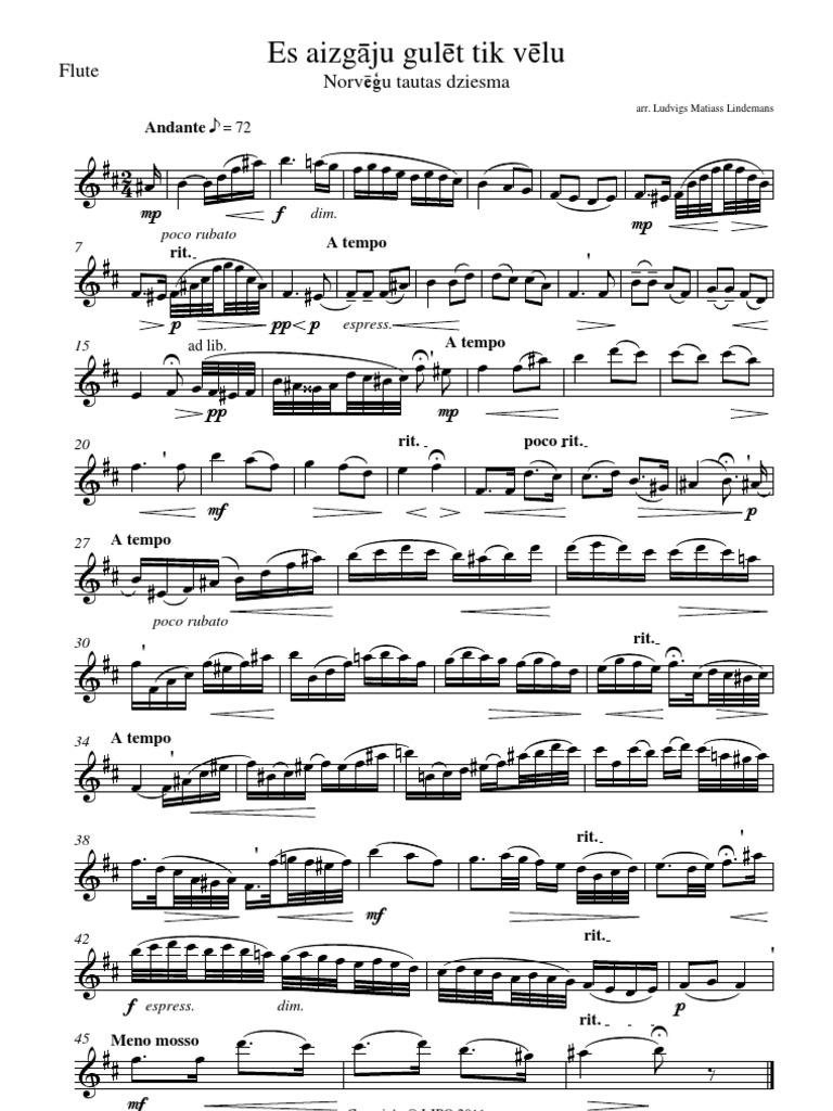 Norwegian Folk Song, Flute Solo | PDF