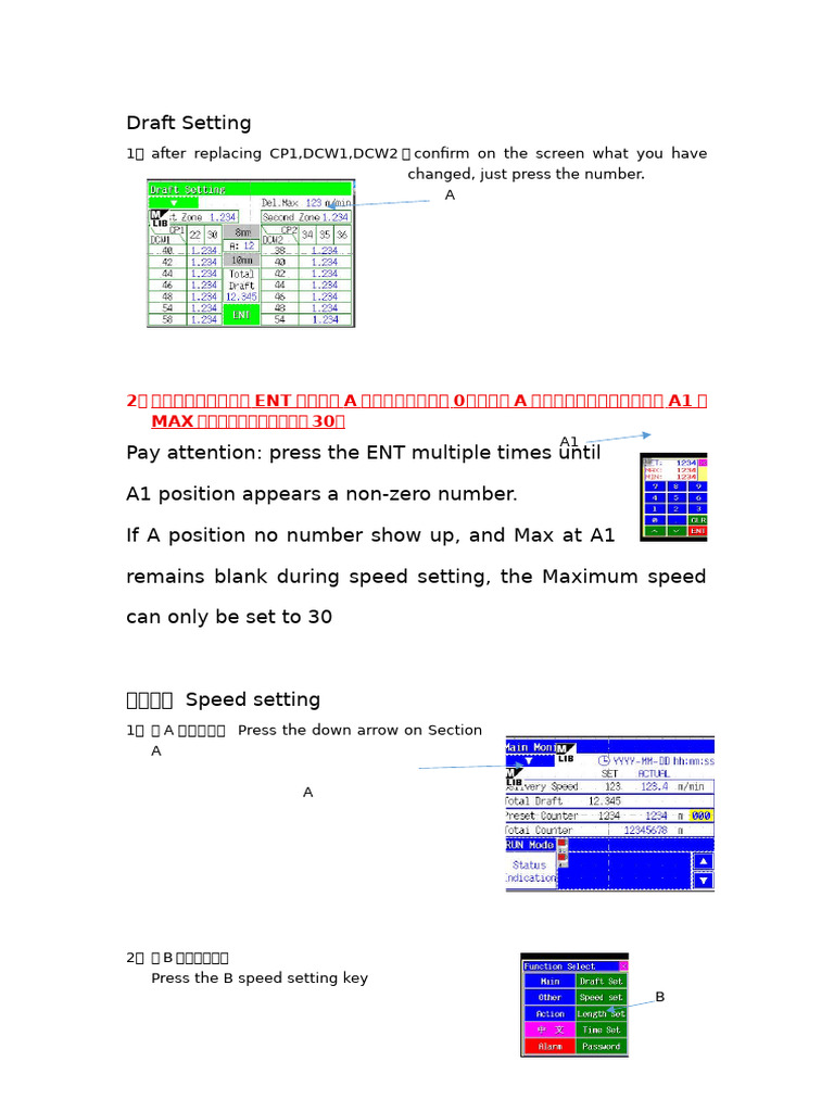 Speed Setting Instructions for A1 | PDF