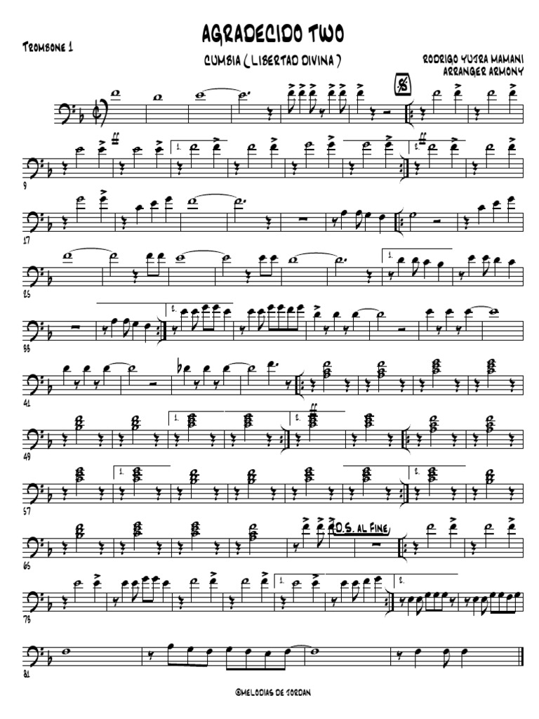 AGRADECIDO JORDAN - Trombone 1 | PDF