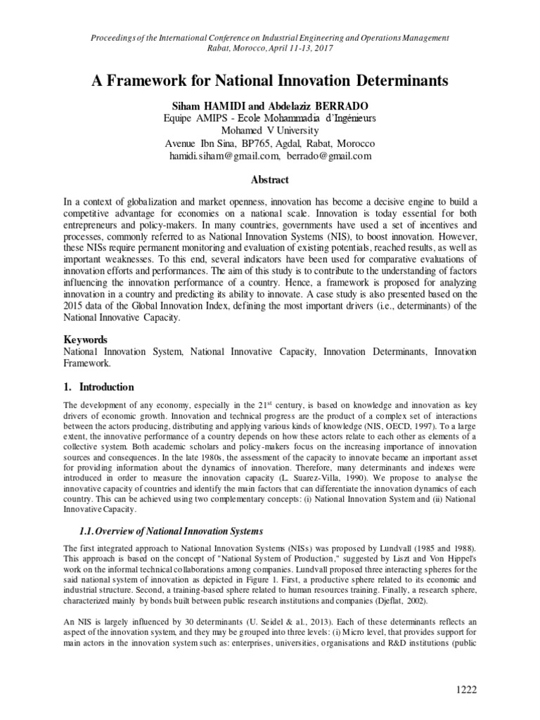 National Innovation Framework Analysis | PDF | Innovation | Dependent ...