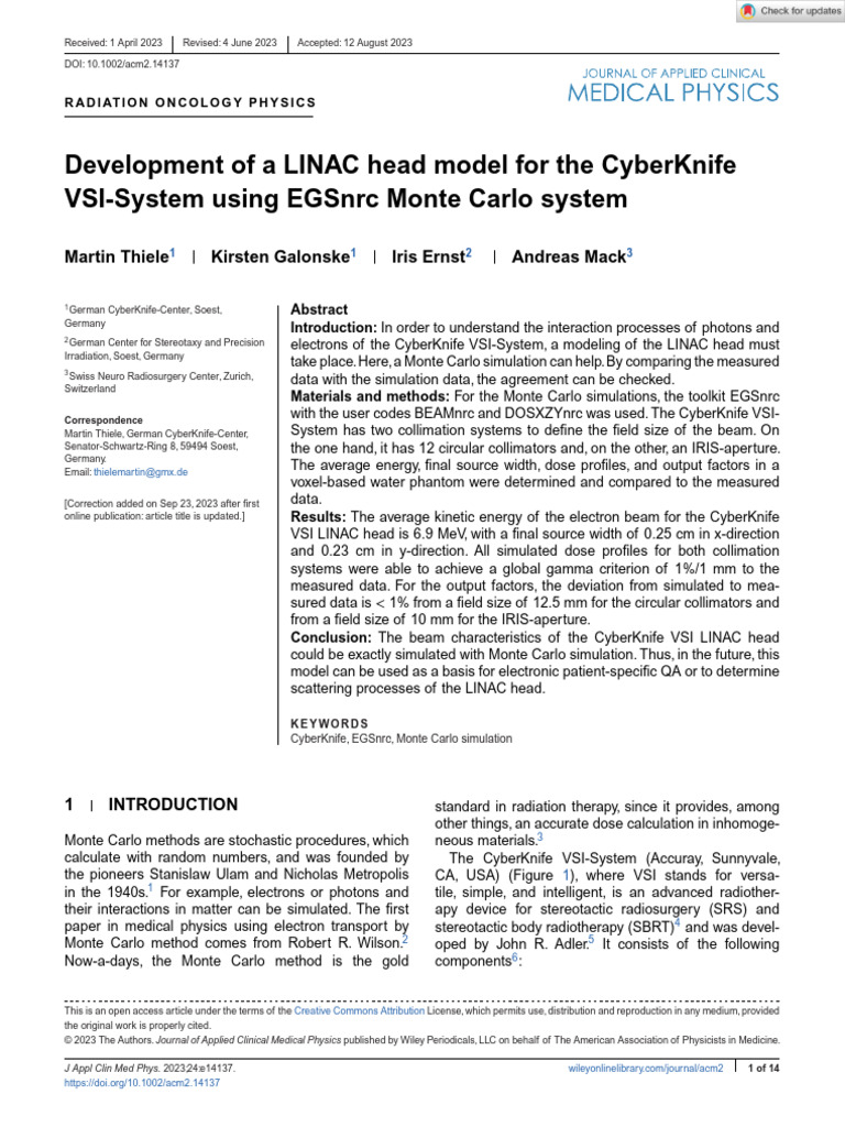 Development of a LINAC head model for the CyberKnife VSI-System using ...