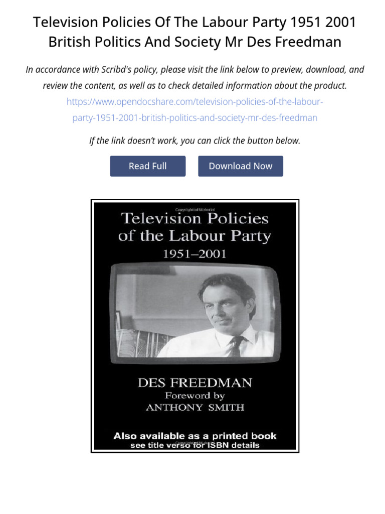 Television Policies of the Labour Party 1951 2001 British Politics and ...