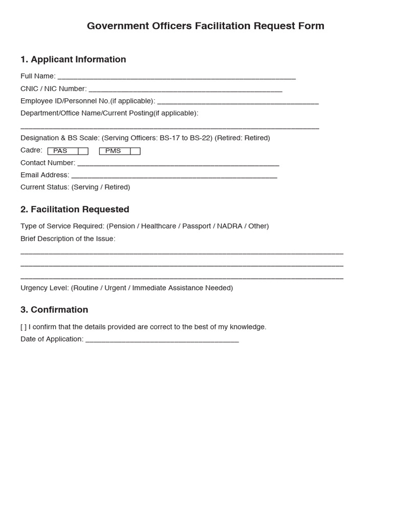 Government Officers Facilitation Form | PDF