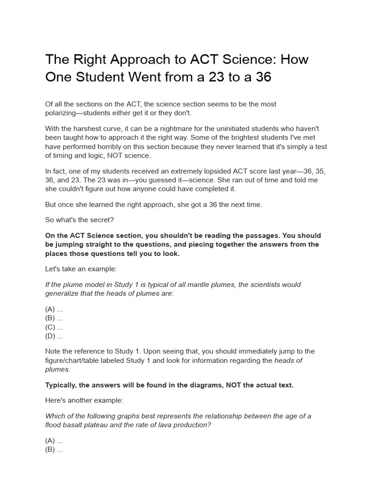 The Right Approach to ACT Science_ How One Student Went From a 23 to a ...