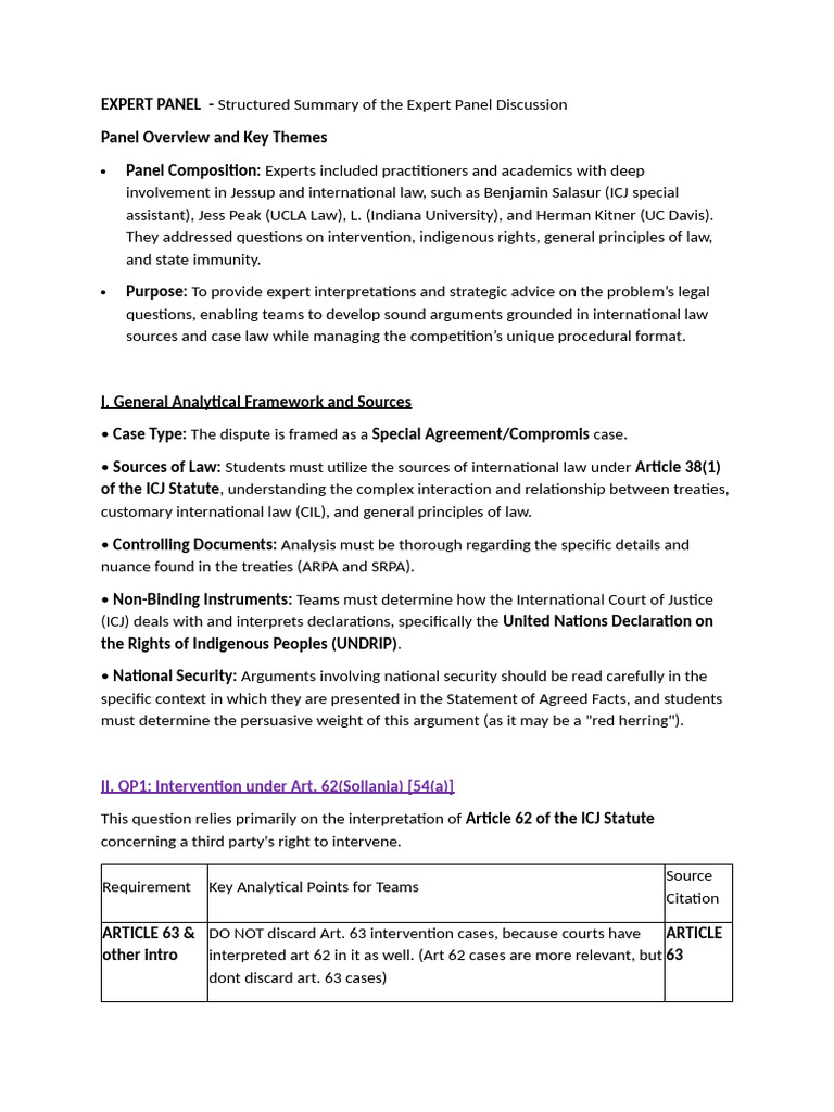 Expert Panel Insights on International Law | PDF | International Law ...