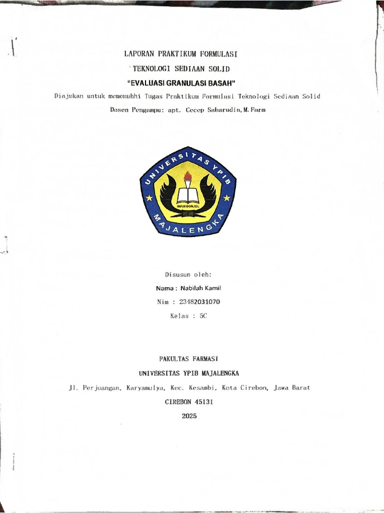 Evaluasi Granul, Laporan Fts | PDF