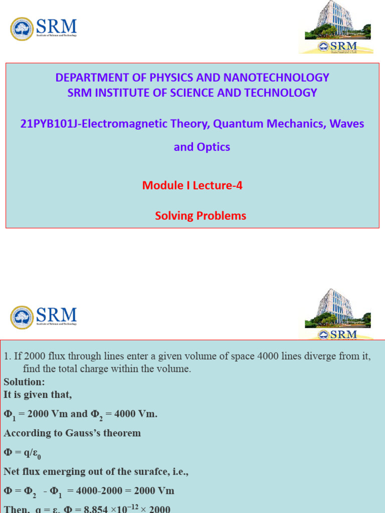 Gauss's Law Problem Solutions in Physics | PDF