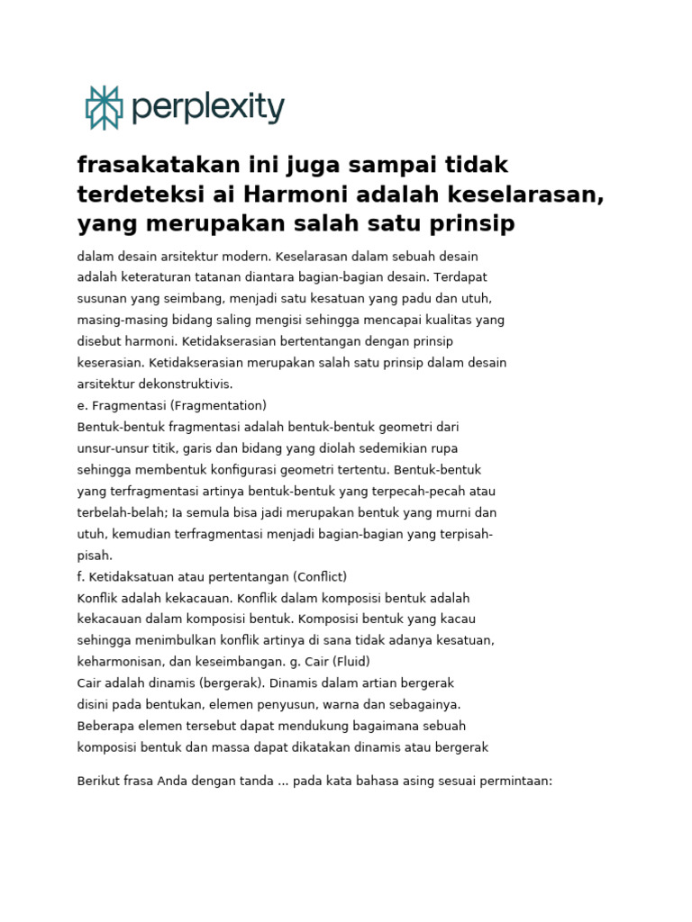 Prinsip Harmoni dalam Desain Arsitektur | PDF