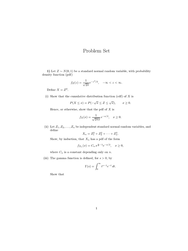 Standard Normal Distribution Problem Set | PDF