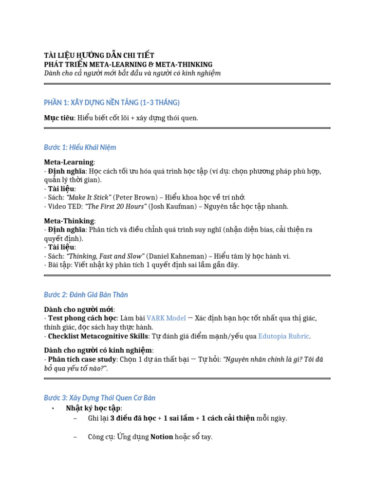 Meta Learning and Meta Thinking | PDF