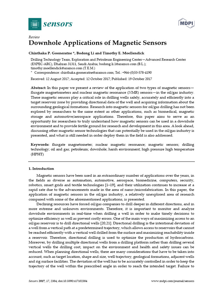 Downhole Applications of Magnetic Sensors | PDF | Oil Well | Magnetometer