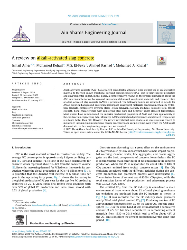 A Review on Alkali-Activated Slag Concrete | PDF | Concrete | Cement
