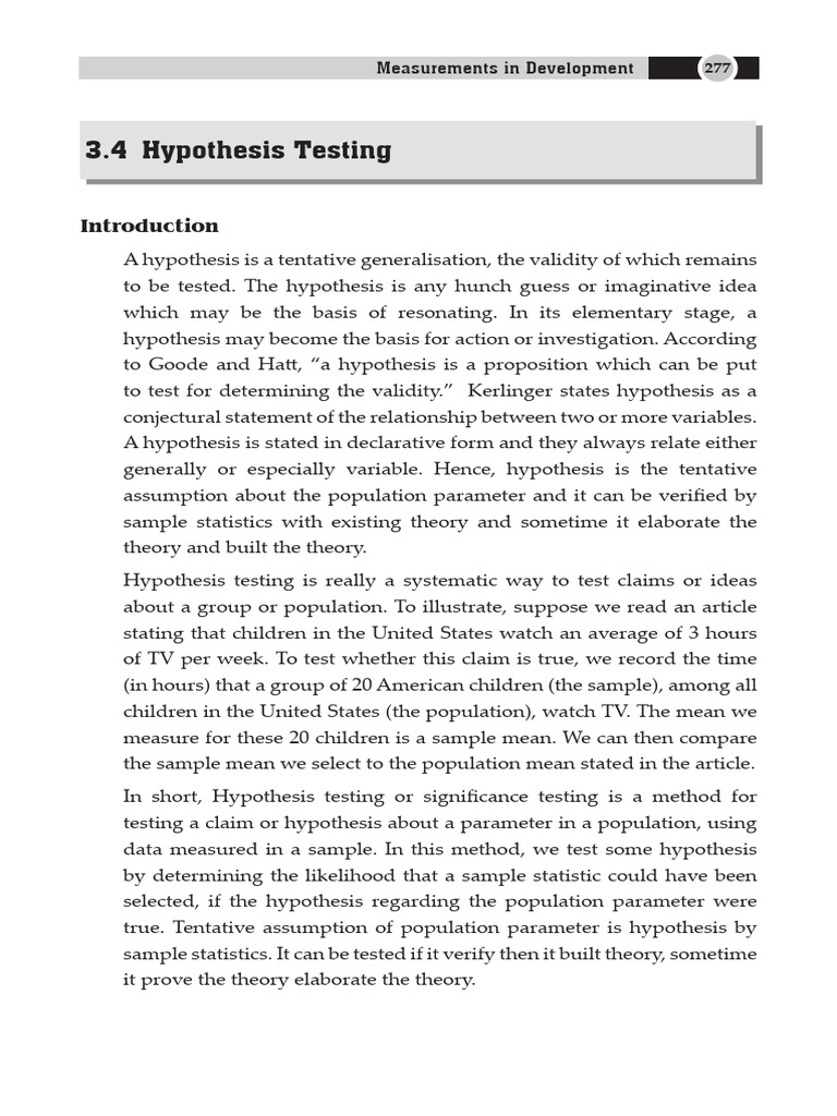 Hypothesis Testing For Study 1 | PDF | Type I And Type Ii Errors ...