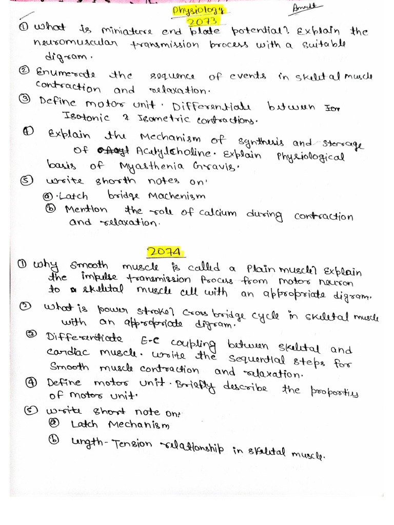 Physiology MSK Questions | PDF