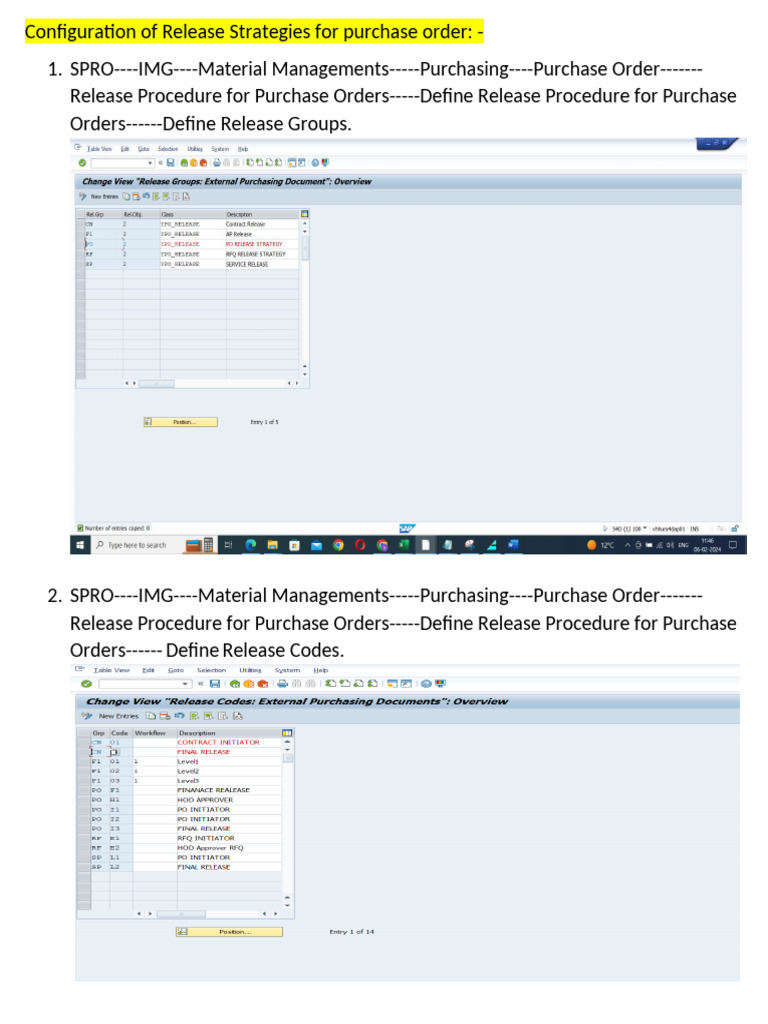 Config of Release Strategy for PO | PDF