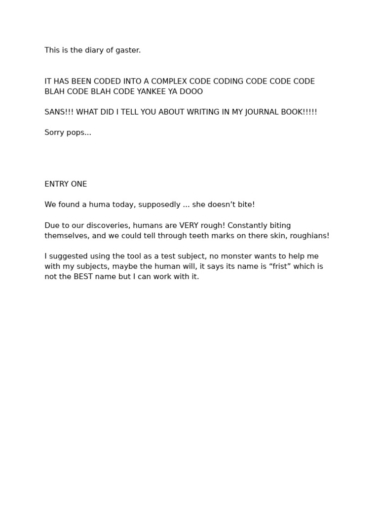 Gaster's Diary: Human Discoveries | PDF
