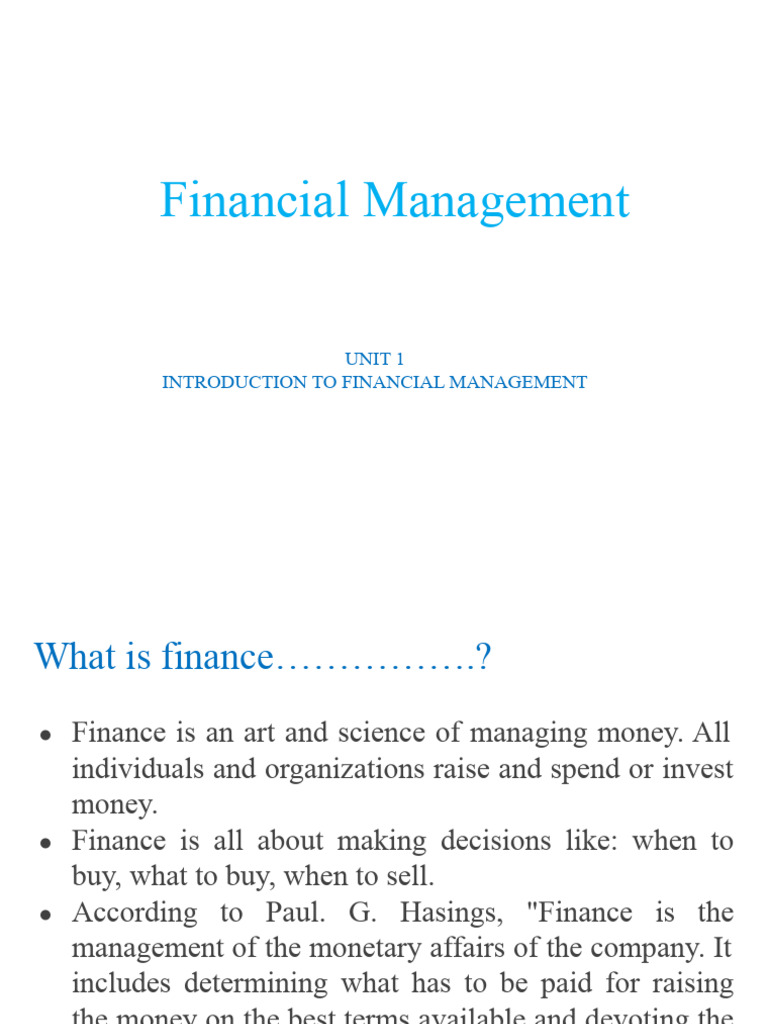 FM Unit 1 (2).pptx | PDF | Dividend | Investing