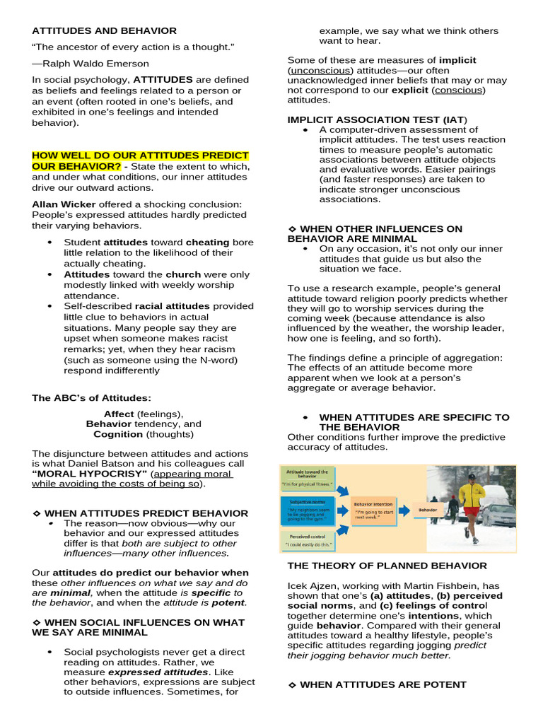 Attitudes and Behavior: Predictive Insights | PDF | Attitude ...