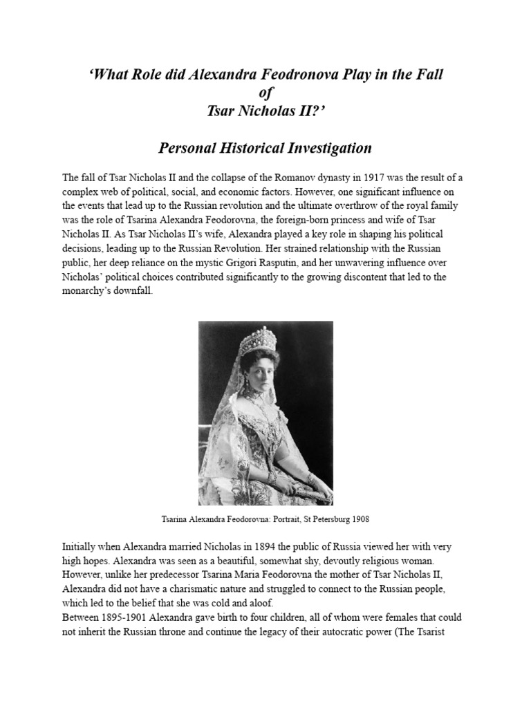 Alexandra Feodorovna's Impact on Nicholas II | PDF | Grigori Rasputin ...