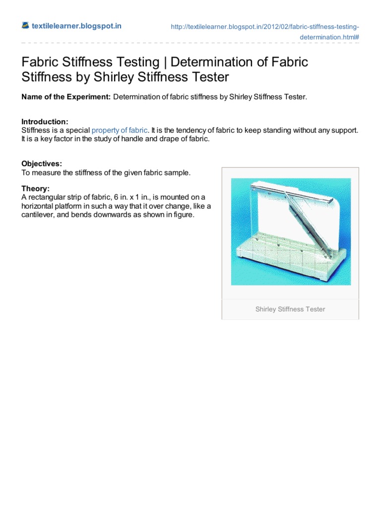 Fabric Stiffness Testing Method | PDF | Textiles | Applied And ...