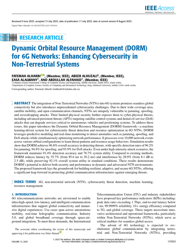 Dynamic Orbital Resource Management DORM for 6G Networks Enhancing ...