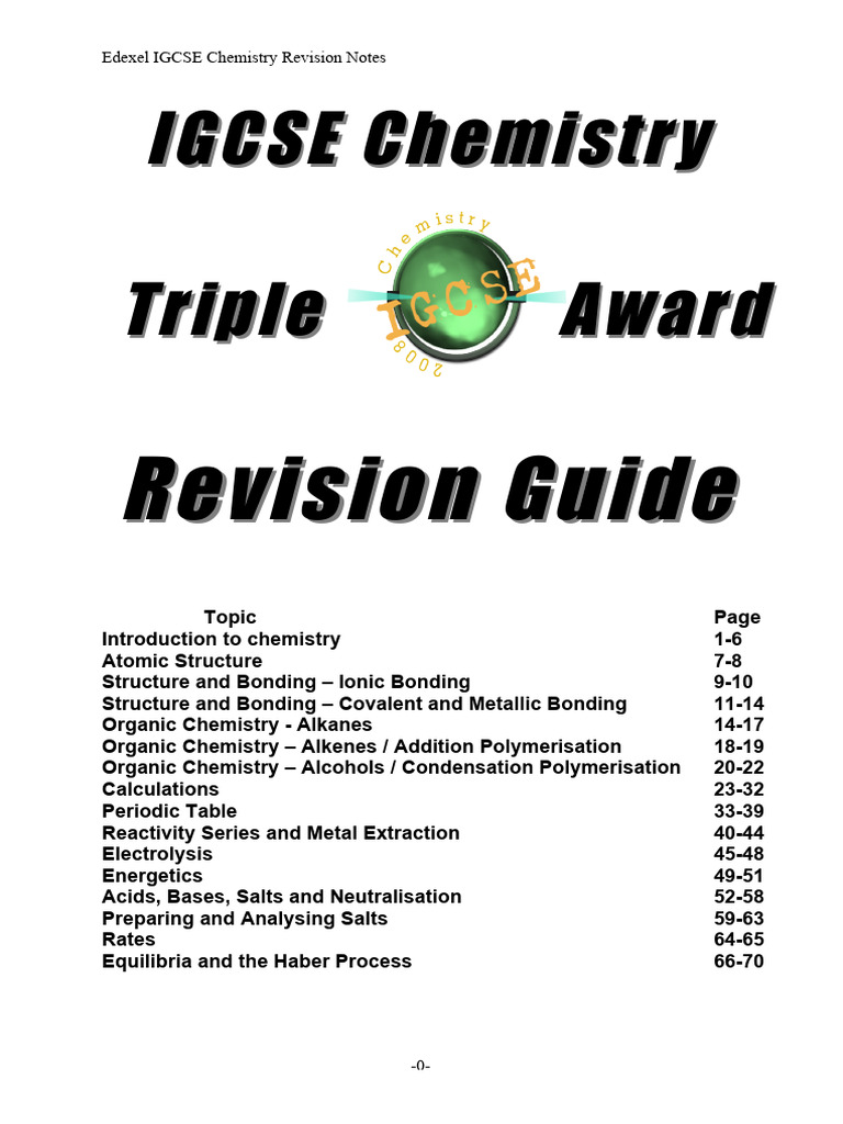 IGCSE Chemistry review | PDF | Chemical Bond | Ion
