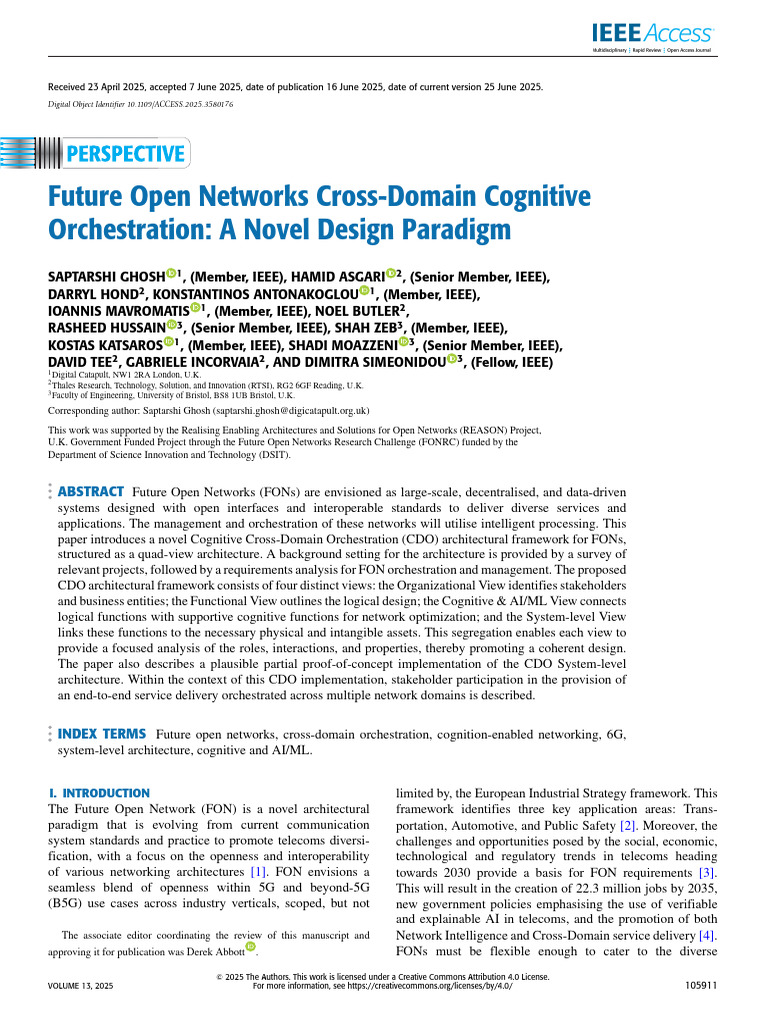 Future Open Networks Cross-Domain Cognitive Orchestration a Novel ...