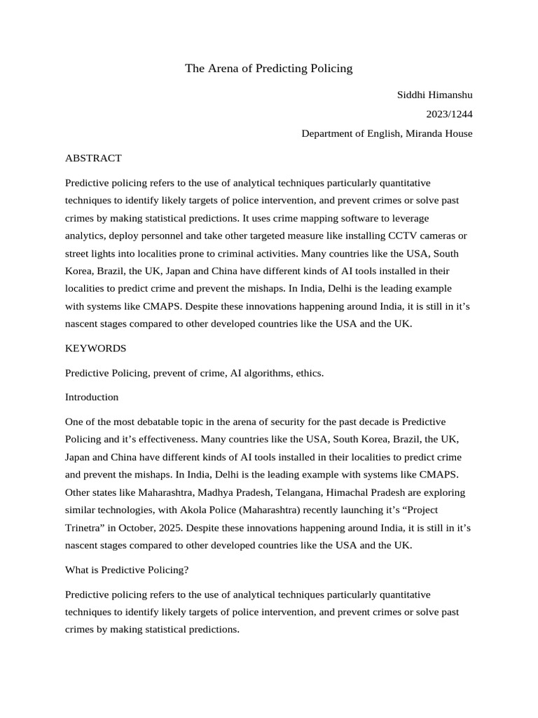 Predictive Policing: Global Insights & Ethics | PDF | Police | Legal Action