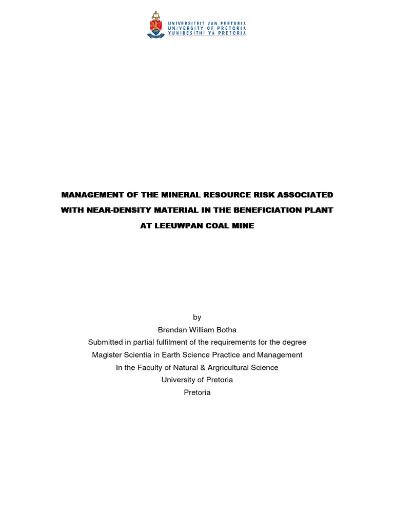 Management of the Mineral Resource Risk With Near-Density Material in ...