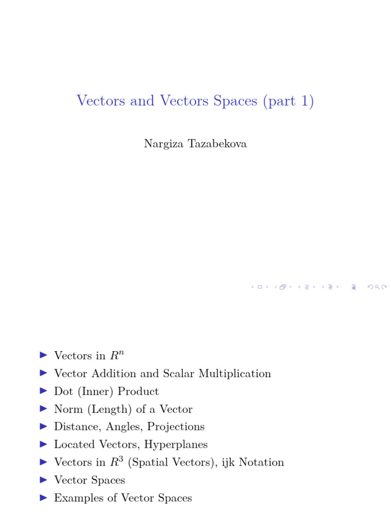 L6 Vectors and Vectors Spaces (Part 1) | PDF | Vector Space | Euclidean ...
