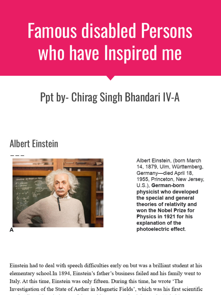 Famous Disabled People | PDF | Albert Einstein | Stephen Hawking
