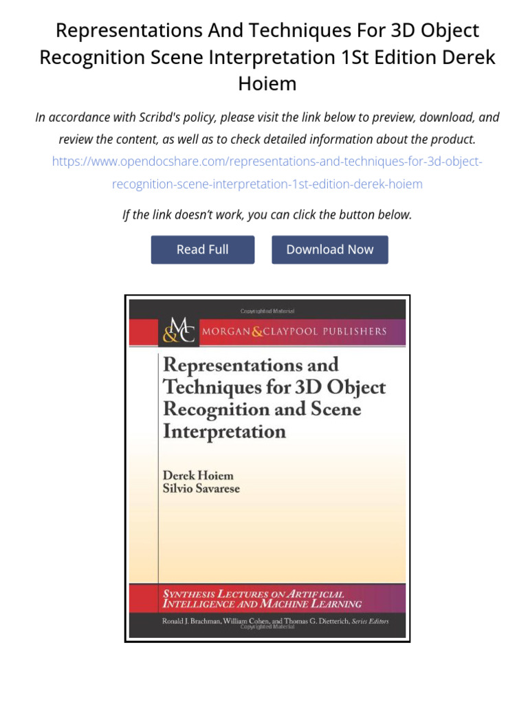 Representations and Techniques for 3D Object Recognition Scene ...