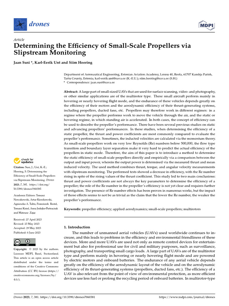 Determining the Efficiency of Small-Scale Propelle | PDF | Reynolds ...
