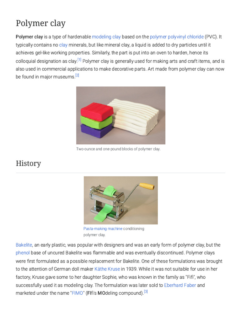 Polymer Clay - Wikipedia | PDF | Materials | Plastic