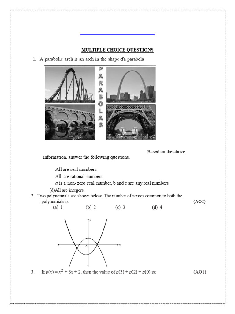 Polynomials Revision worksheet | PDF | Polynomial | Quadratic Equation