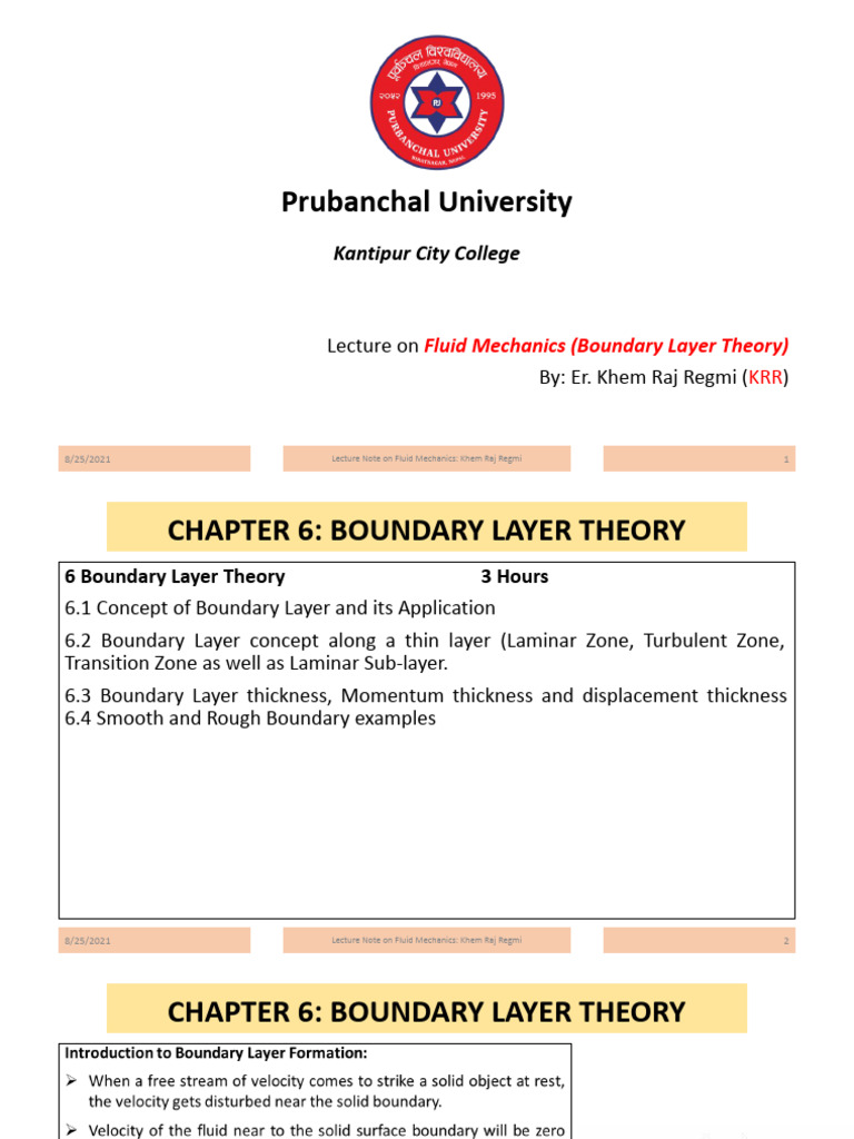 Chapter-6 Boundary Layer Theory1.Pptx | PDF