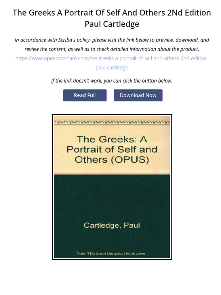 The Greeks A Portrait of Self and Others 2nd Edition Paul Cartledge ...