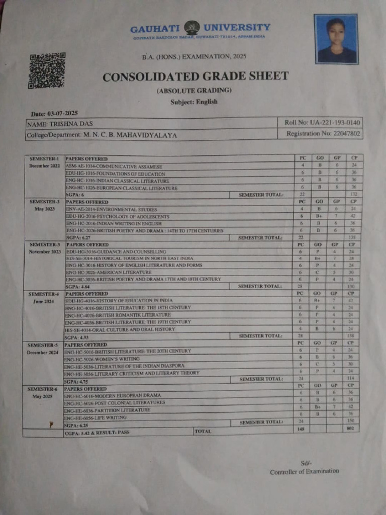 Ba Marksheet | PDF | The Arts | Written Communication